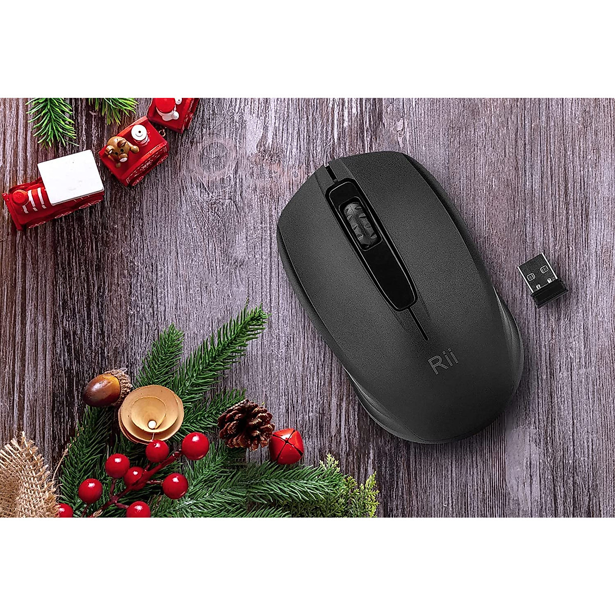 Rii Wireless Mouse, 2.4G Portable Computer Mice for PC, Laptop, Windows,Office Included Wireless USB dongle (Black)