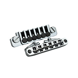 Guyker Guitar Tune-O-Matic Saddle Bridge GM003 and Vintage Stop Bar Lock TP6 Tailpiece Combo Replacement Compatible with Les Paul LP SG Style 6 Strings Electric Guitar (Chrome)
