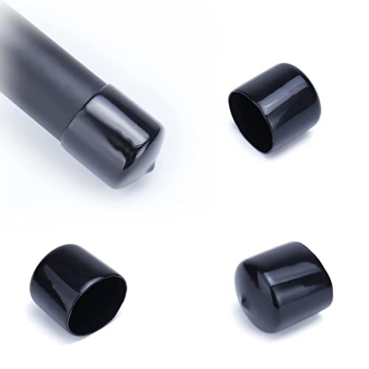 Muzata 20Pack Round Vinyl End Caps 1 3/4 inch PVC Flexible Protector, Soft Rubber Cover for Furniture Foot Post Pipe Tube, M019