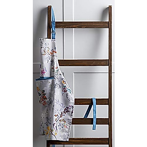 Maison d' Hermine Apron 100% Cotton 1 Piece Adjustable Neck Strap Apron with Center Pocket & Long Ties for Mothers Day Gifts, Chef, Women & Men, Equinoxe (Grey) - Thanksgiving/Christmas(27.50"x31.50")