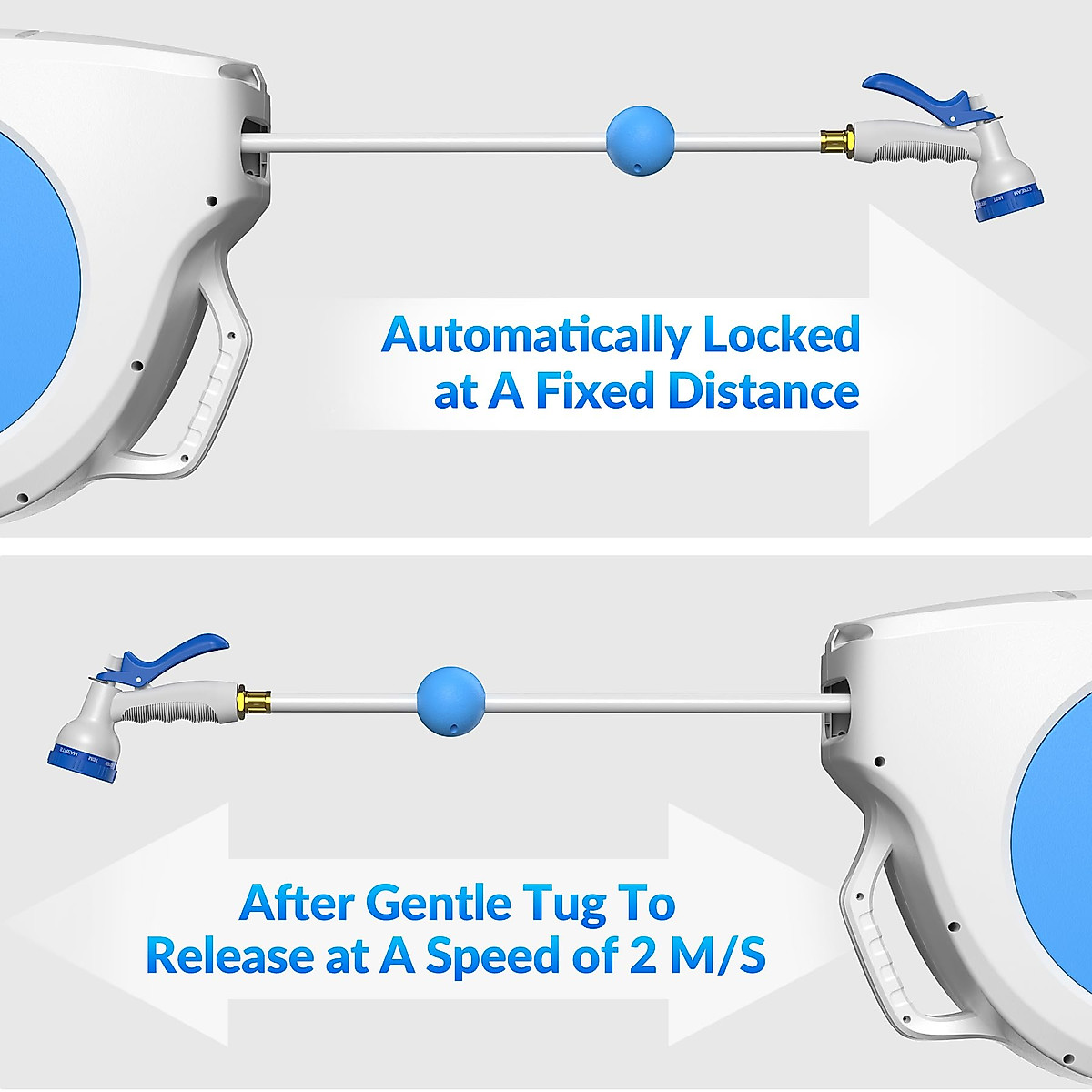 Efurden Retractable Hose Reel, 5/8 Inch x 100ft Wall Mounted Garden Hose Reel with 180 Deg Swivel Bracket and Automatic Rewind