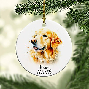Custom Golden Retriever Dog Ceramic Ornament, Personalized Dog Christmas Tree Ornament 2023, Golden Retriever Dog Lovers Xmas Ceramic Ornaments, Pet Xmas Tree Decor Keepsakes, Pet Dog Present