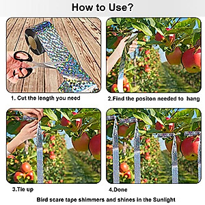 ASPECTEK Bird Repellent Reflective Scare Tape,Wide-width 5cm x 60m Pest Control Dual-Sided Deterrent Tape for Pigeons, Grackles, Woodpeckers, Geese, Herons, Blackbirds & More
