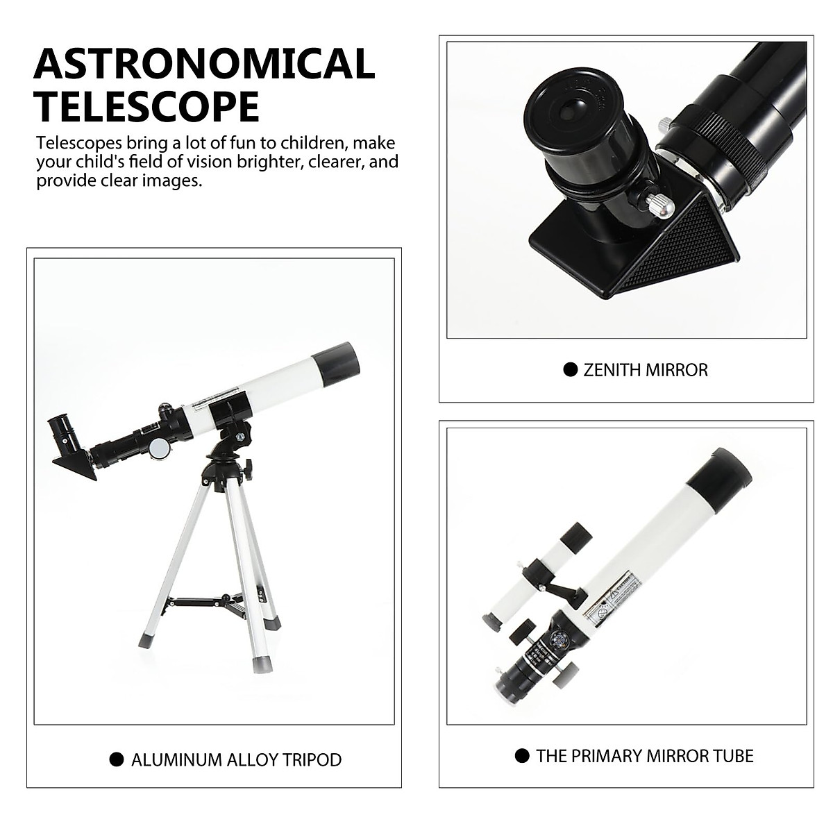 ULTECHNOVO Telescope Telescopio para Adultos Monoscope Monoculars for Adults Astronomy Telescope Portable Telescope Astronomical Camera Refractor Telescope Refractor Telescopes Silver Sight
