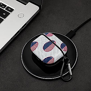 Headphone Case Compatible with AirPods 3 Case, American Flag Easter Egg Soft Plastic Skin Case Cover Shockproof Protective Case with Keychain, Front LED Visible