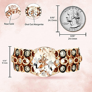 LE VIAN 3/8 Carat Diamond and Oval Morganite Engagement Ring for Women in 14k Rose Gold (Fancy Brown/H-I, SI1-SI2, cttw) Promise Anniversary Ring Size 7
