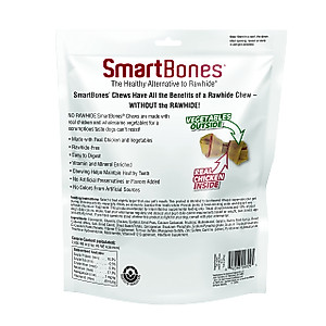 SmartBones with Chicken Mini Chews 30 Count, Rawhide-Free Chews for Dogs, No Artificial Preservatives or Flavors Added, 16.9 OZ (SBC-00309)