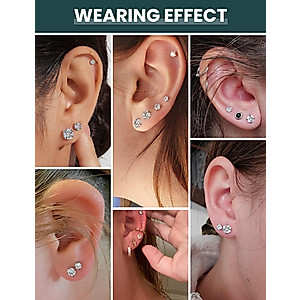 5 Pairs Set Ladies Titanium Earrings, Anti-Allergy Earrings, Noble and Classic, Acid and Alkali Resistant, Antioxidant, No Fading 3-7mm