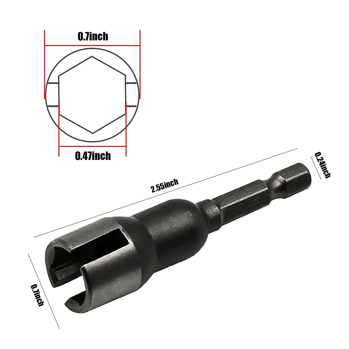 Gunhunt 2-Inch Hexagonal Handle Wrench, Black, Alloy Steel, Carbon Steel