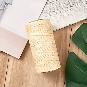 Cheriswelry 280 Yard/Roll 1mm Macrame Cord Flat Waxed Polyester Cords Stitching Bookbinding String Sewing Leather Thread String Jewelry Beading Cord Creamy White for Jewelry Making