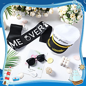 JaGely 3 Pcs Bachelor Party Accessories for Groom Set Include Groom Captain Hat Groom Sunglasses Bachelor Sash Bridal Shower(Stylish Style)