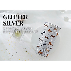 Onebttl Horse Gifts for Horse Lovers, Insulated Stainless Steel Tumbler with Lids and Straws, Western Gifts for Equestrian Girls, Women on Birthday, Christmas, 20 oz, Glitter Silver