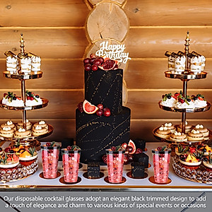 Norme 50 Pcs Plastic Cups 16 oz Disposable Cups Plastic Party Drinking Cups Wine Glasses for Parties Old Fashioned Tumblers for Coffee Wedding Wine (Black)