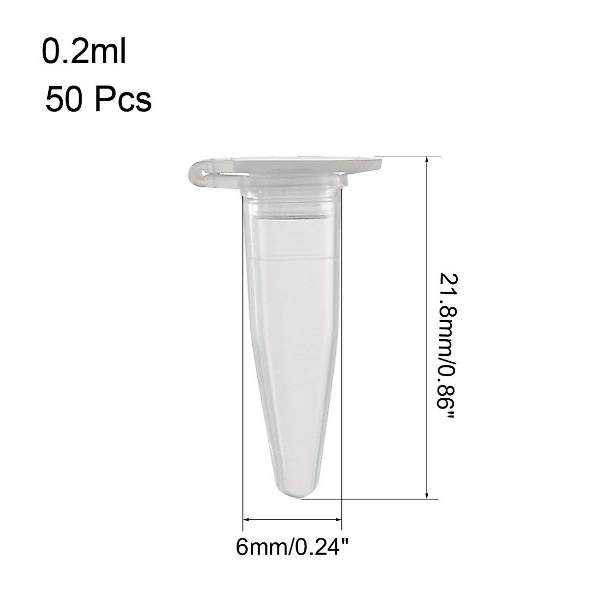 uxcell 50 Pcs 0.2ml Plastic Centrifuge Tubes with Snap Cap, Polypropylene Graduated Micro Centrifuge Tube, Conical Bottom, Clear, Storage Container for Beads Sample Lab