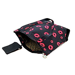 Betty Boop Canvas Shopping Bag with Coin Purse and Key Ring (Black)