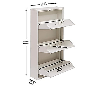 Mabel Home Modern 3 & 4 Drawer Shoe Cabinet, 3-4Tier Shoe Rack Storage Organizer, (White) (3 & 4Tier) (3 Tier)