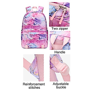JiaYou Junior high school Backpack Sets 2Pcs Daypack with Lunch case Girls Middle school Bag(Purple,20 Liters)