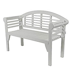 Decor Therapy Terra Wood Outdoor Bench, White
