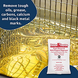 Stera Sheen - Red Label Fryer Cleaner and Degreaser - Cleaning Powder for Commercial & Propane Deep Fryers - Works for Degreasing Fryers, Fry Baskets, Concrete & Tile Floors - 6 oz Packets (24 count)