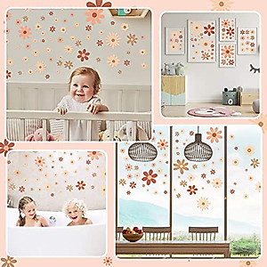 Kisston 90 Pieces Daisy Wall Decal Alphabet Vinyl Wall Decals Boho Wall Decal Daisy Stickers Boho Girls Groovy Floral Stickers for Kids Nursery Wall Art Bedroom Classroom (Classic,Daisy)