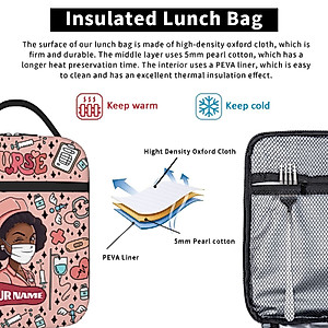 Custom Nurse Lunch Bag, Personalized Nurse Lunch Bags for Work, Customized Lunch Box with Name Text Tote Bag Handbag for Women