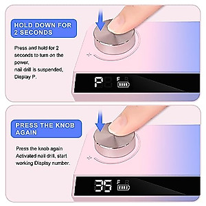 Professional Nail Drill Machine,Electric Acrylic Gel Nails Kit Portable E File 35000RPM Rechargeable Manicure Pedicure Polishing Shape Tools for Home and Salon (UV-501（Multicolor）)