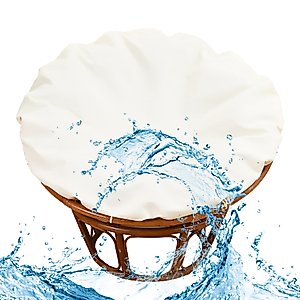Papasan Cushion Cover, Egg Chair Outdoor Papasan Cushion Papasan Chair Cushion Cover, Internally Fixed Back Big Opening Zippered Apply to 47~51inch (120~130cm) Cotton Core or Cushion, Rice White