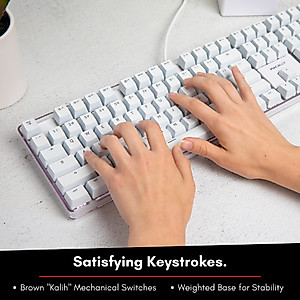 Macally Backlit Mechanical Keyboard for Mac - Quality You Can Feel - Classic Mac Mechanical Keyboard with Brown Switches for Comfortable Typing - 104 Key Apple Keyboard Wired USB with Weighted Base