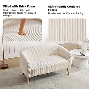 Chifee & Vingol 50.8" W Small Loveseat Sofa with Wood Legs,Ivory