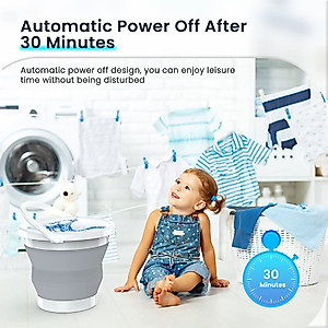 Portable Washing Machine, Compct Mini Washer for Camping with 5L Foldable Laundry Tub, Ultrasonic Turbine Washer for RV Travel Camping Apartment Baby Clothes Underwear Socks Towels