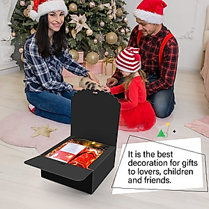 ZSPENG 16 PCs Gift Boxes with Lids,9x9x4 inches Black Gift Boxes with Ribbons, Bridesmaid Proposal Box,Kraft Paper Gift Box for Wedding, Packaging, Present, Birthday, Cupcake Boxes, Crafting.