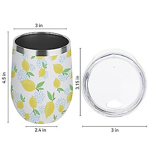 silichee 20 Oz Stainless Steel Coffee Travel Mug with Lid Lemon Pattern Background Yellow Insulated Tumblers Vacuum Coffee Mugs for Hot and Cold Drinks,Coffee,Wine