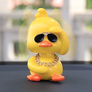 wonuu Shaking Duck Car Decorations Yellow Duck Cute Car Ornaments Cool Shaking Head Doll for Car Interior Decoration Ornament Accessories
