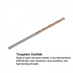 uxcell Twist Drill Bit, 3mm Jobber Drill Bit Nanoscale Titanium Coated K35 Tungsten Carbide Straight Shank 80mm Length for Drilling Stainless Steel Alloy Steel