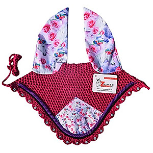 Zainee Sports Horse Fly Bonnet Ear Net Hat Hood Mask Fly Veil Horse Gift Handmade Crochet Polyester (COB)