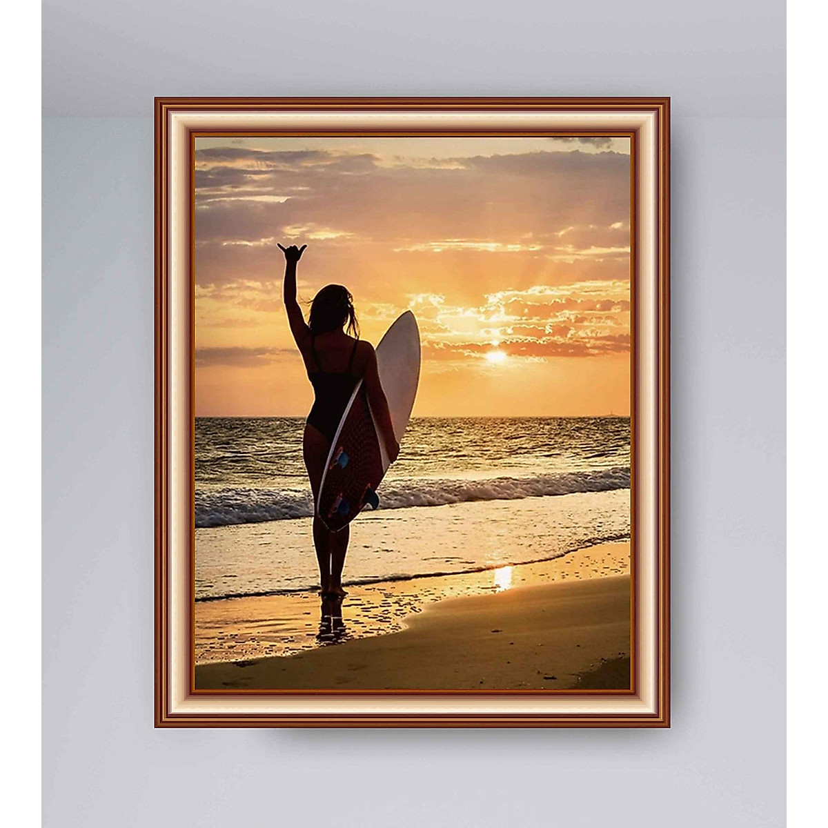 Mahala Surfer Girl - Beach Wall Art, This Beach Sunset Theme Wall Decor Print Is Ideal For Home Decor, Bedroom Wall Art, Lake House Decor, Office Decor, Ocean & Surfing Theme Decor. Unframed - 8x10