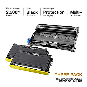 E-Z Ink (TM) Compatible Toner Cartridge Drum Unit Replacements for Brother TN-350 TN350 DR-350 DR350 to use with Intellifax 2820 Intellifax 2920 HL-2070N HL-2040 DCP-7020 (2Toners 1Drum Unit, 3 Pack)