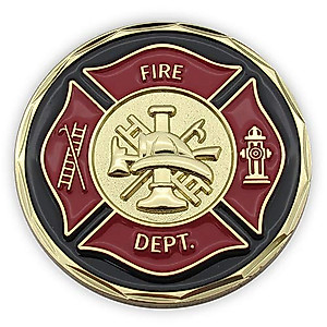 Firefighters Coin, Firefighter Challenge Coin, Pocket Token of Appreciation and Protection. “My God, in whom I Trust”. Gold-Color Plated Challenge Coin. Firefighter Souvenir, Psalm 91 Gift