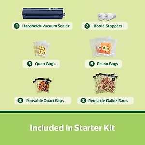 FoodSaver® Handheld+ 2-in-1 Vacuum Sealing System, Handheld and Countertop Vacuum Sealer, Matte Indigo Blue