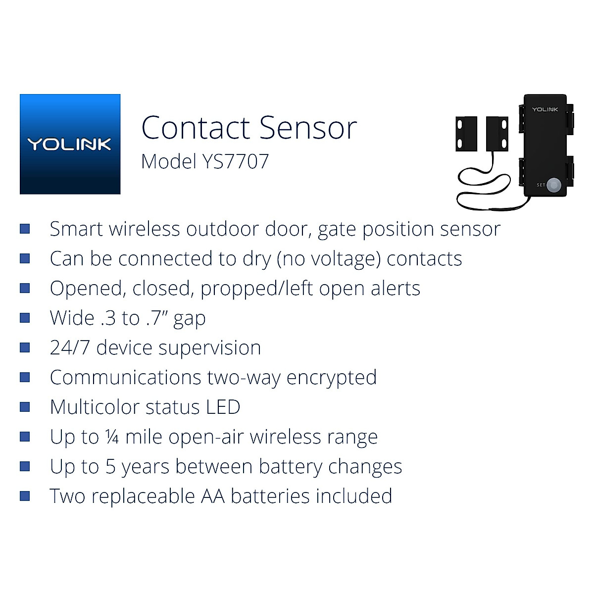 YoLink LoRa Smart Outdoor Contact Sensor & SpeakerHub Starter Kit: SpeakerHub Audio hub, (2) Gate & Shed Door Sensors, Email/SMS/Push Alerts, 1/4 Mile Open Air Range, Alexa, IFTTT, Home Assistant