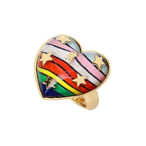 Betsey Johnson Rainbow Heart Stretch Ring
