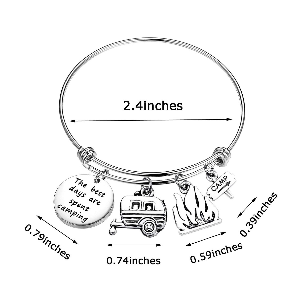 KUIYAI Happy Camping Bracelet The Best Days Are Spent Camping Bangle Camper Jewelry Camping Lovers Gift (Camping Bracelet)