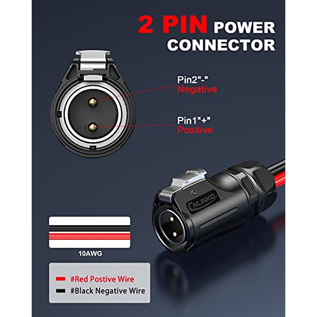 ELECTOP 2 Pin Power Industrial Circular Connector to Solar Panel Cable, 10AWG Solar Extension Cable with Female and Male Connector Adapter for Forrest River RV Solar Ports and Solar Panel Suitcase