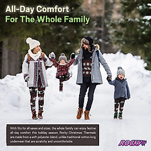 Rocky Christmas Reindeer Thermal Underwear - Pajamas Sets For Full Family (Men, Women, Boys & Girls) Long Sleeve Matching Merry Xmas Top And Bottom PJs (Women - 2X-Large)