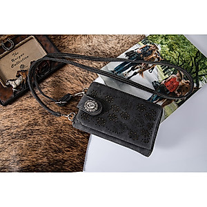Montana West Crossbody Cell Phone Purse For Women Western Style Cellphone Wallet Bag Travel Size With Strap PHD-120BK