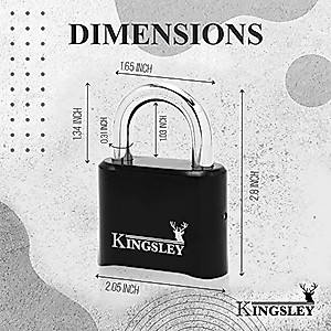 Kingsley Locks 22L Combo Lock, 10,000 Possible Combinations, Combination Padlock, Hardened Steel, Heavy Duty Outdoor Weatherproof Combo Lock for Sheds, Fence, Gym Lock, Gate, Sports Locker (Black)