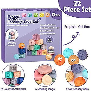 Dreampark Baby Toys 6 to 12 Months - Montessori Toys for Babies 0-6-12-18 Months - Stacking Building Blocks & Sensory Educational Toys & Infant Teething Toys for Toddlers 3 6 9 12 18 Months Boys&Girls