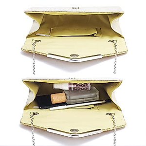 DIGOGO Sequins Flap Evening Purse Envelope Shaped Clutch Purse Chain Crossbody Shoulder Bag for Wedding Party Prom Ball Gold