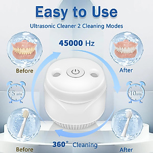 Ultrasonic Retainer Cleaner Machine - 45kHz Deep Cleaning for Dentures, Aligners, Mouth Guards, Whitening Trays, Toothbrush Heads, and Braces 200ML Portable Ultrasonic UV Retainer Cleaner for Dentures
