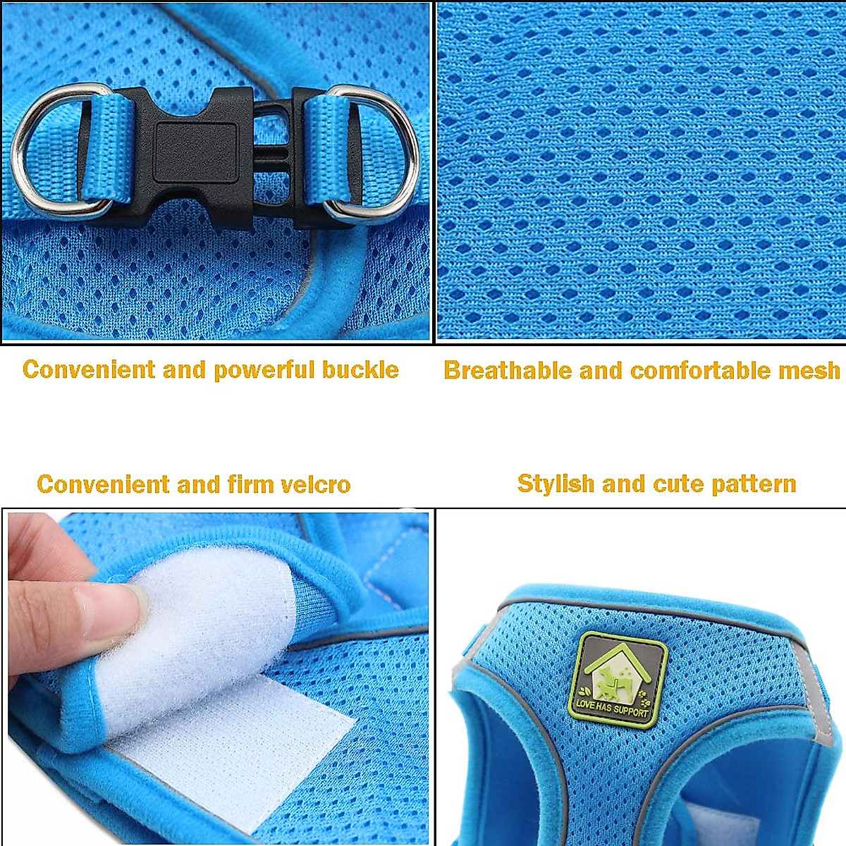 FEimaX Dog Harness and Leash Set, No Pull Breathable Soft Mesh Puppy Vest Harness Reflective Adjustable Pet Harnesses for Small Medium Dogs and Cats - Outdoor Easy Control for Walking